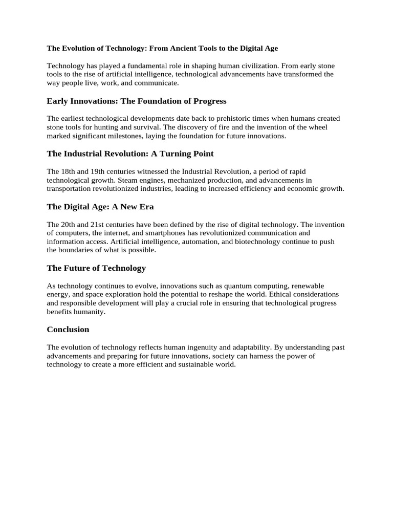 Evolution of Technology Through Ages | PDF