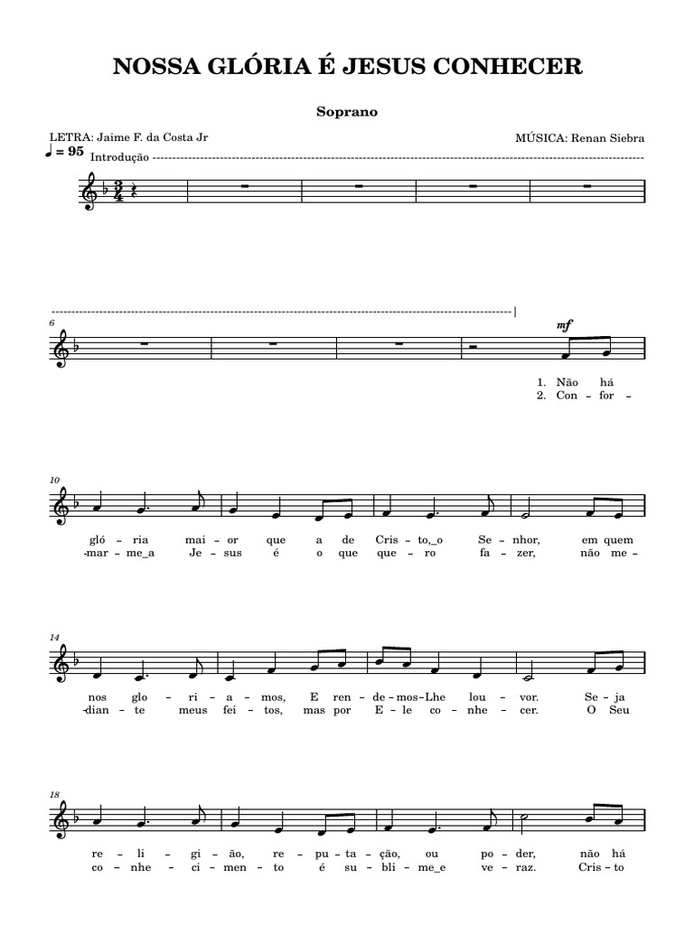 085 Nossa Glória é Jesus Conhecer - 001 Soprano | PDF