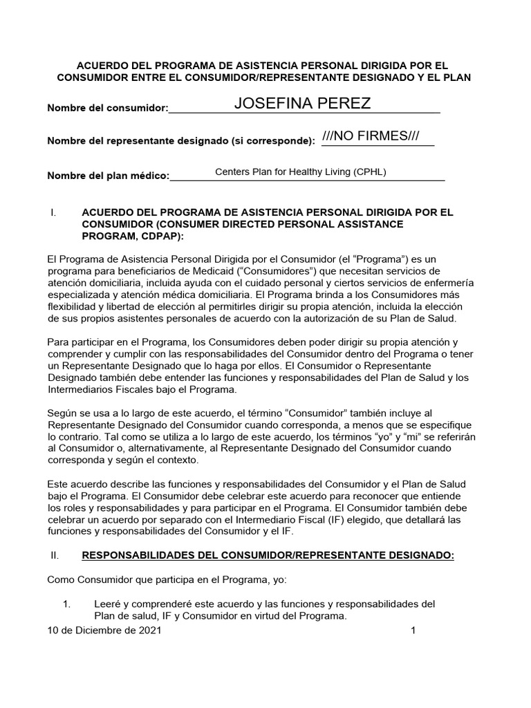 Acuerdo CDPAS para Consumidores | PDF | Los consumidores | Cuidado de ...