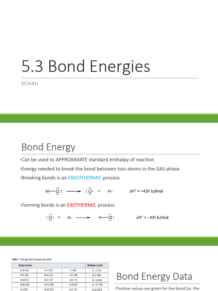 5.3 Bond Energies | PDF