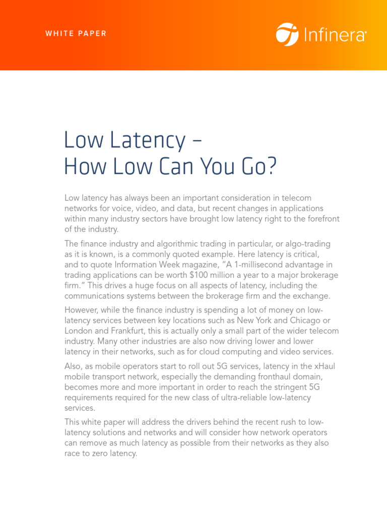Low Latency How Low Can You Go 0188 WP RevB 0920 | PDF | Fiber Optic ...