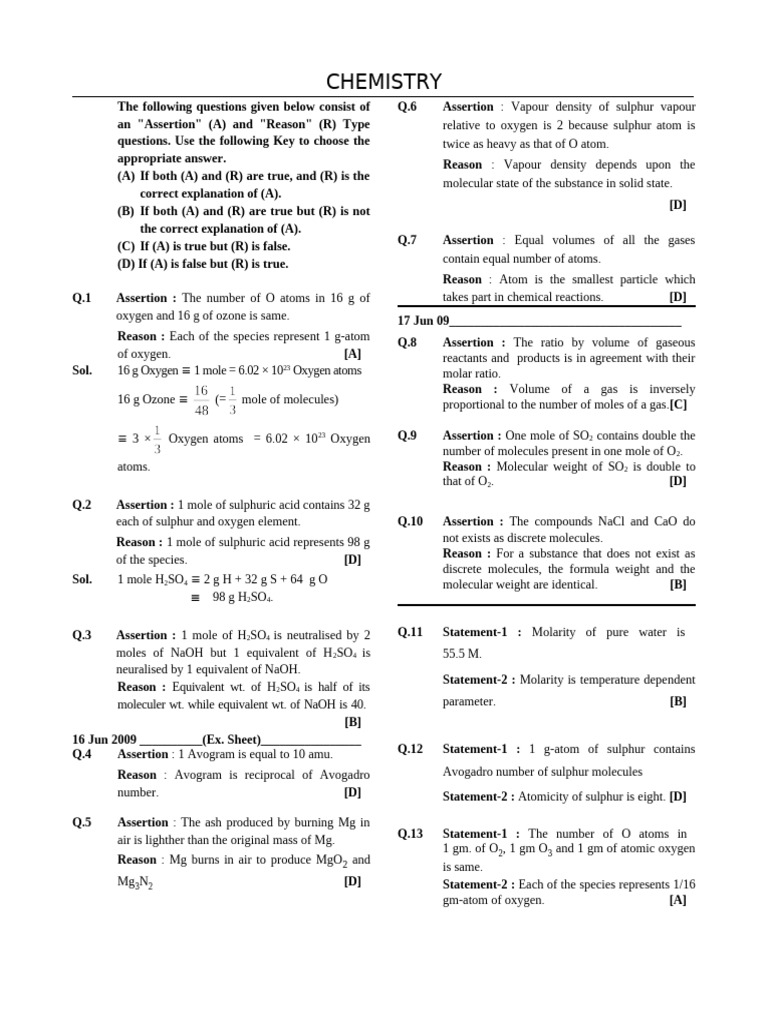 Basic Concepts of Chemistry (A - R) | PDF | Mole (Unit) | Gases