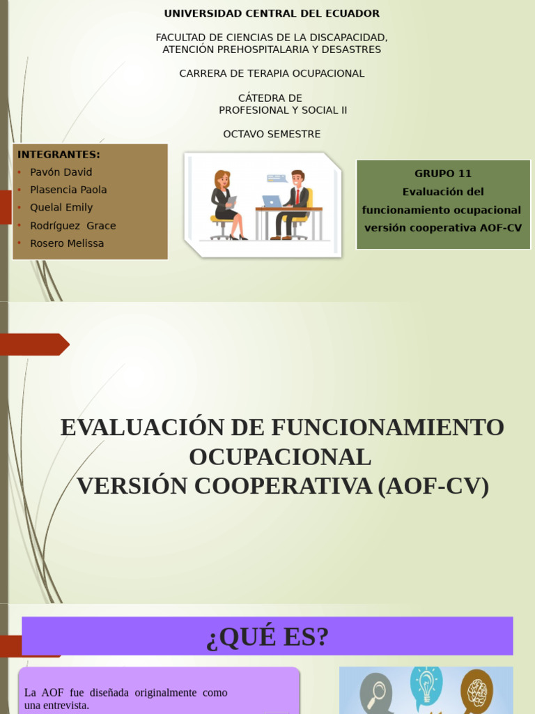 Escala de Evaluación AOF-CV | PDF | Terapia ocupacional | Sicología