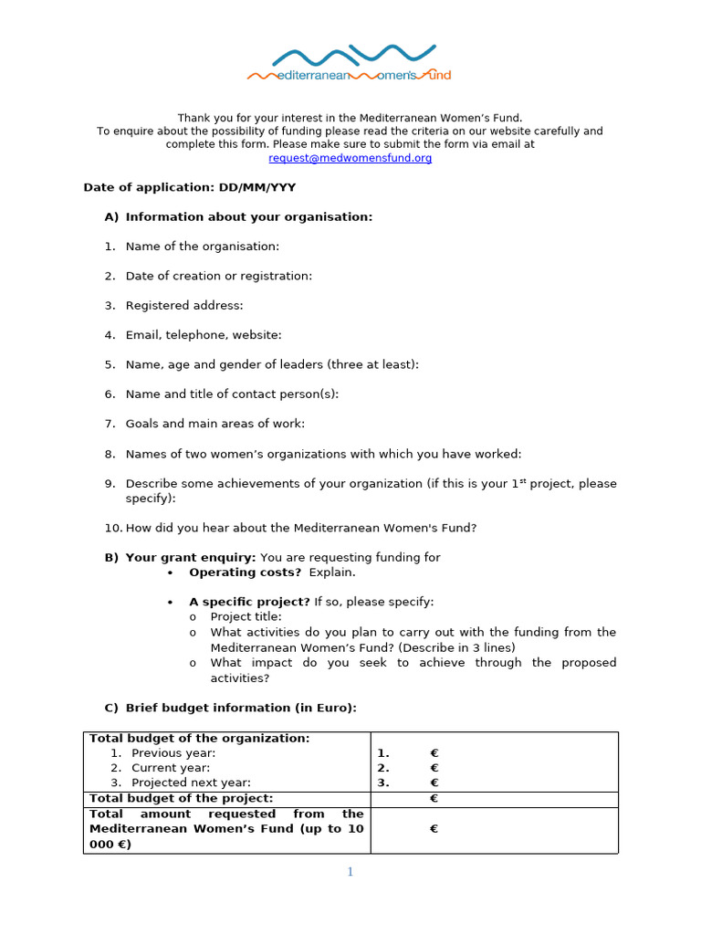 medwf-first-step-application-form | PDF medwf-first-step-application-form | PDF