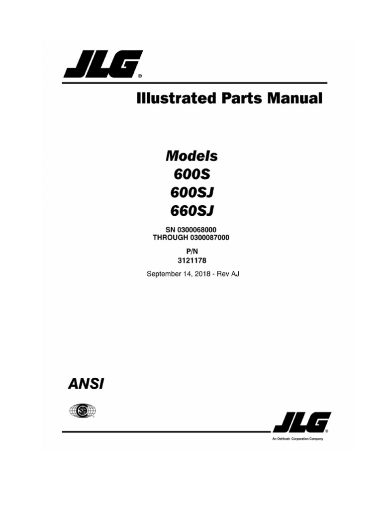 3121178_AJ_600S;600SJ;660SJ_JLG_Parts_English | PDF | Steering | Axle