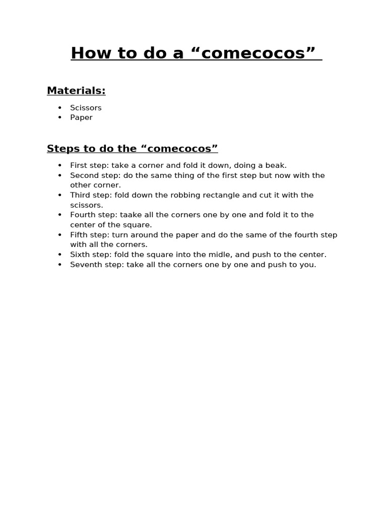 Pasos de Como Hacer El Comecocos | PDF