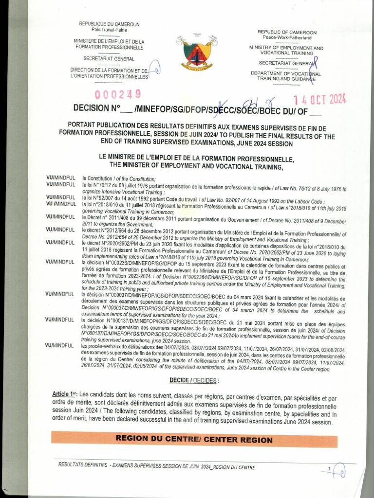 Ce Resultat CQP Juin 2024 | PDF