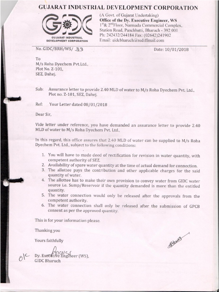 GIDC Water Approval | PDF