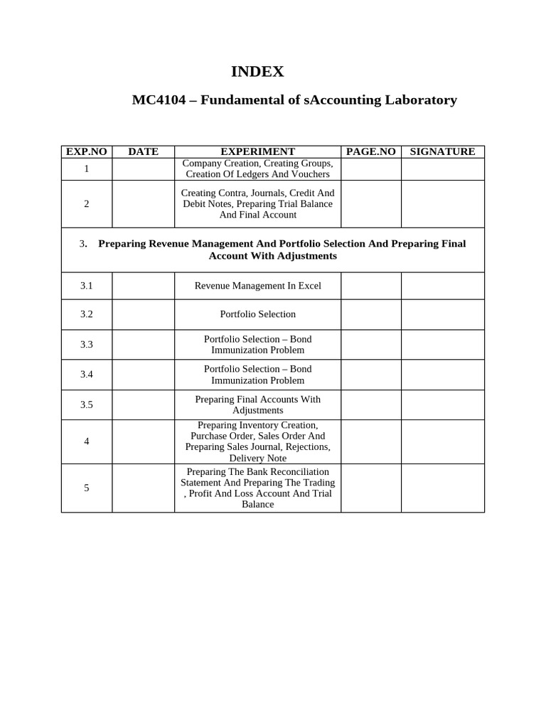 Accounting Lab Experiments Guide | PDF