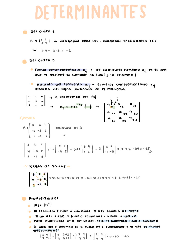 Mates Determinantes 2 Bach | PDF | Matriz (Matemáticas) | Álgebra
