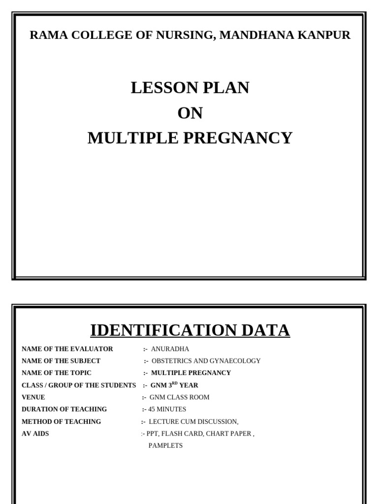 Nursing Management of Multiple Pregnancy | PDF | Childbirth | Twin