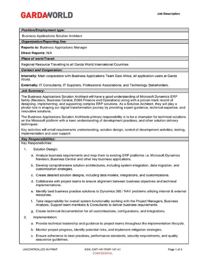 JD Business Application Solution Architect | PDF