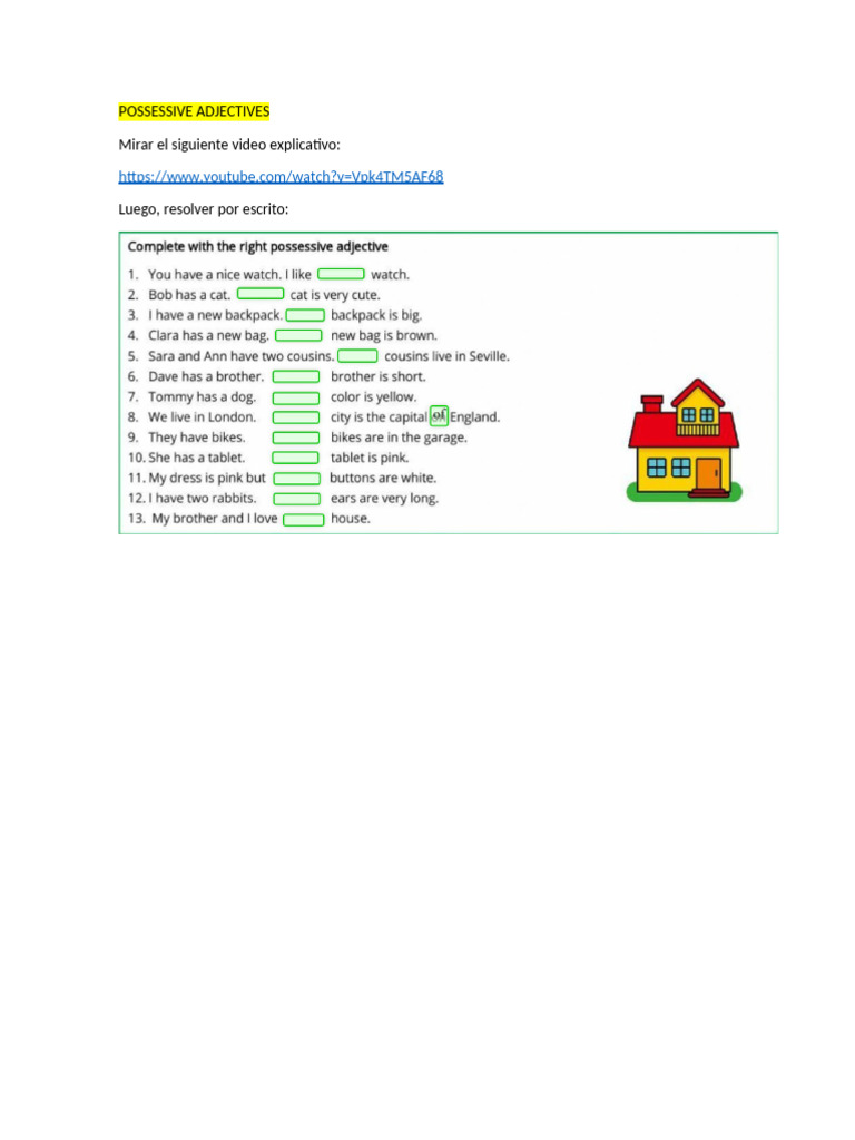 Explicación Possessive Adjectives | PDF