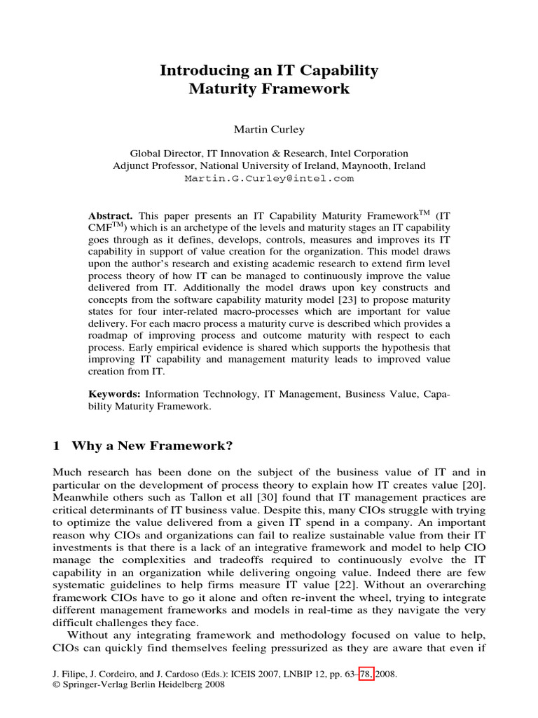IT Capability Maturity Framework-Intro | PDF | Feedback | Business