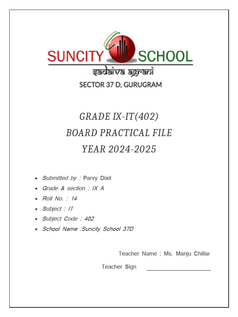 Grade Ix Practical File It | PDF