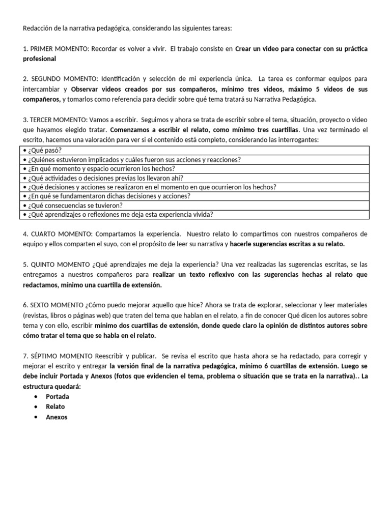Guia para La Redacción de La Narrativa Pedagógica | PDF | Narrativa