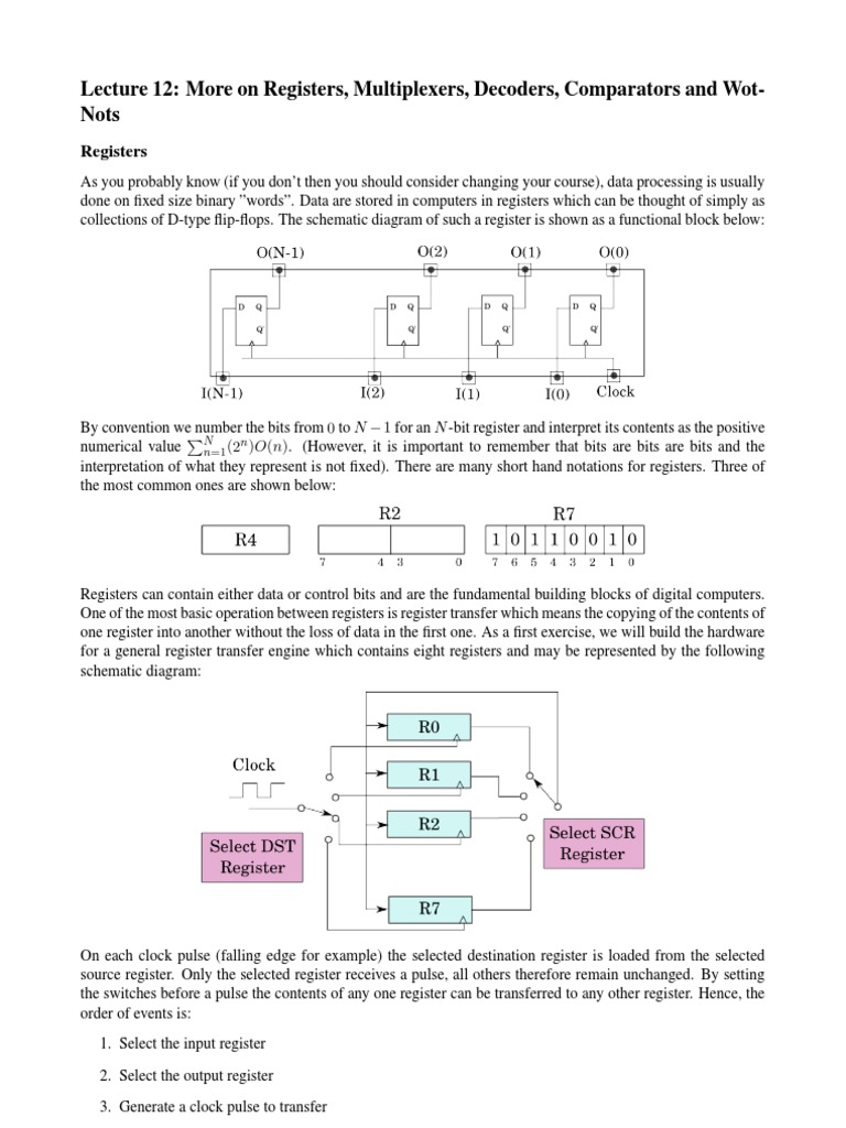 Lecture 12: More On Registers, Multiplexers, Decoders, Comparators and Wot-Nots | PDF | Bit ...