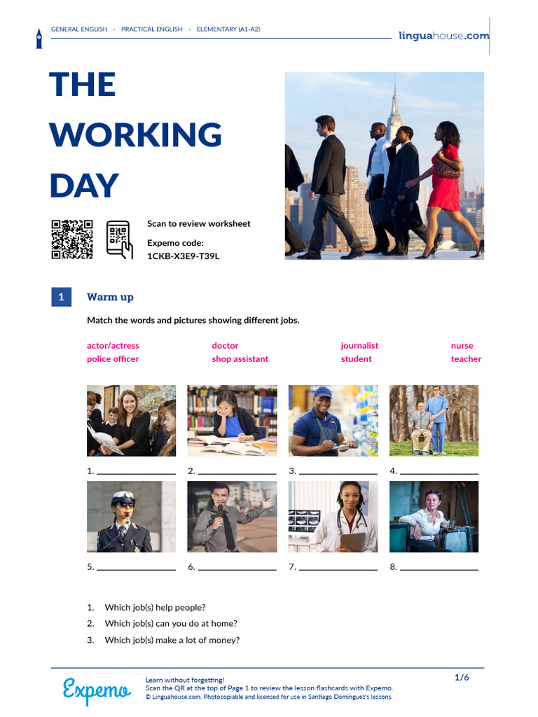 Working Day English Practice A1-A2 | PDF | Question | Human Communication