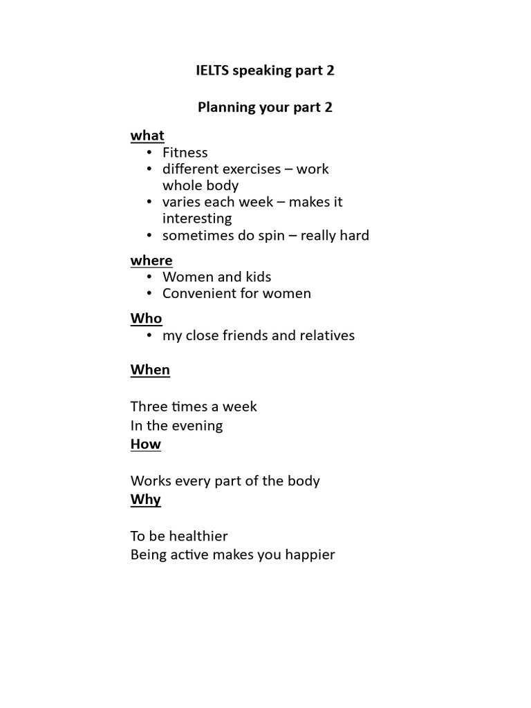 IELTS speaking part 2 | PDF