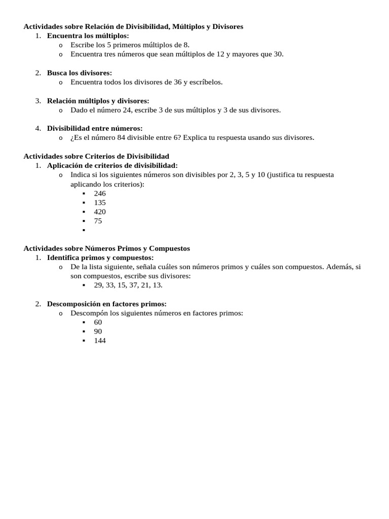 Divisibilidad, numeros primos y compuestos | PDF