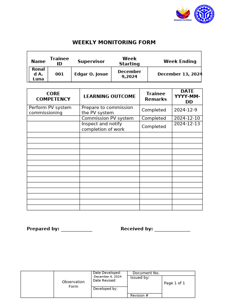 05 Weekly Monitoring | PDF