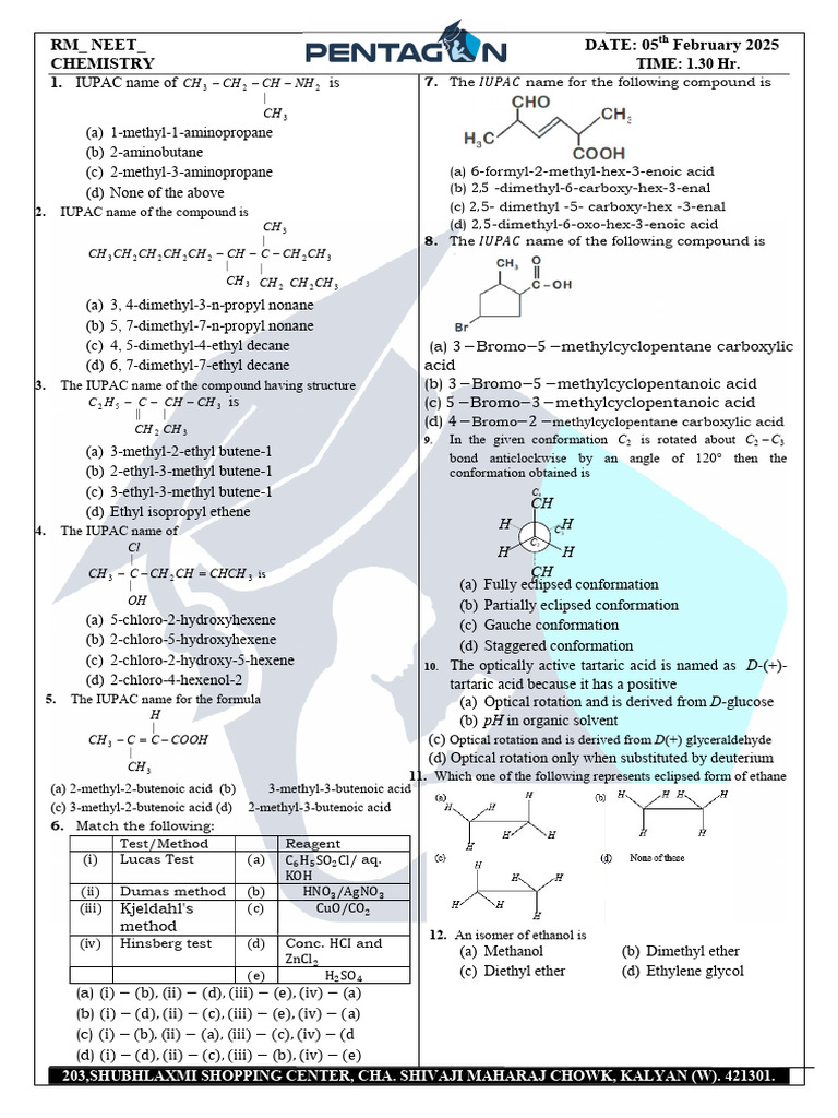 5_FEB_CHEM_IUPAC & GOC _QP_PDF | PDF | Ether | Carboxylic Acid