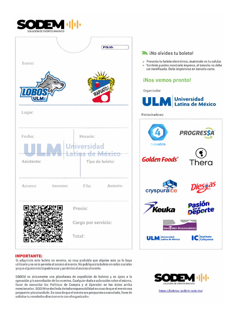 Entradas Lobos ULMx vs Irapuato 2025 | PDF