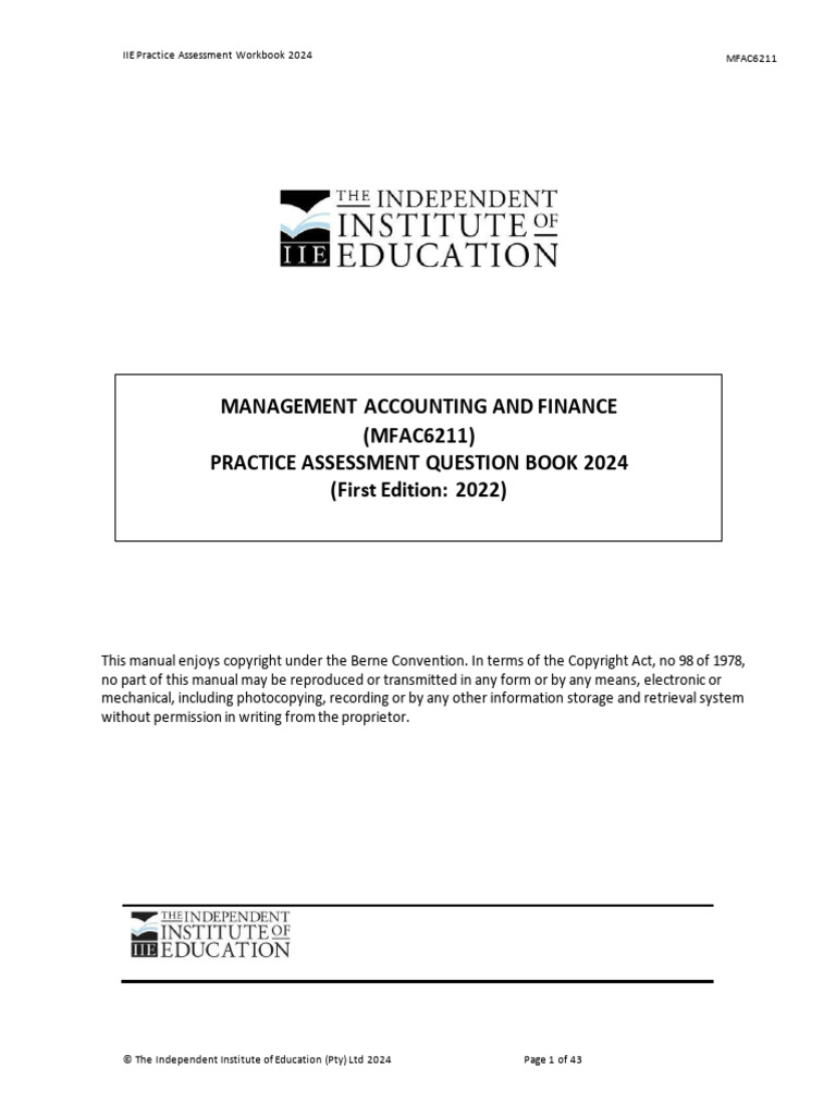 PAQ Workbook 2024 | PDF | Business Economics | Management Accounting