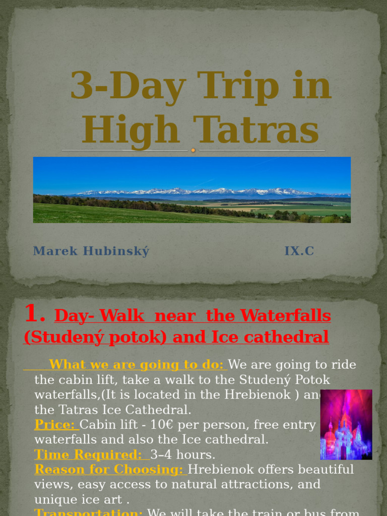3-Day High Tatras Adventure Guide | PDF
