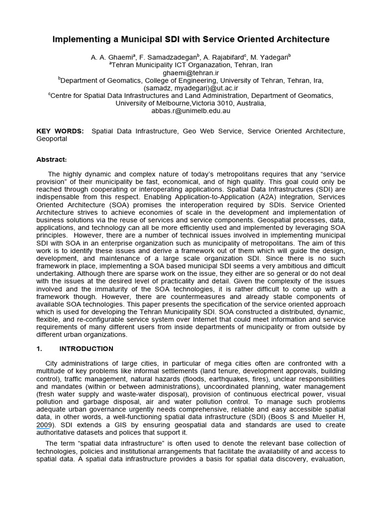 Implementing_a_Municipal_SDI_with_Servic | PDF | Service Oriented Architecture | Web Service