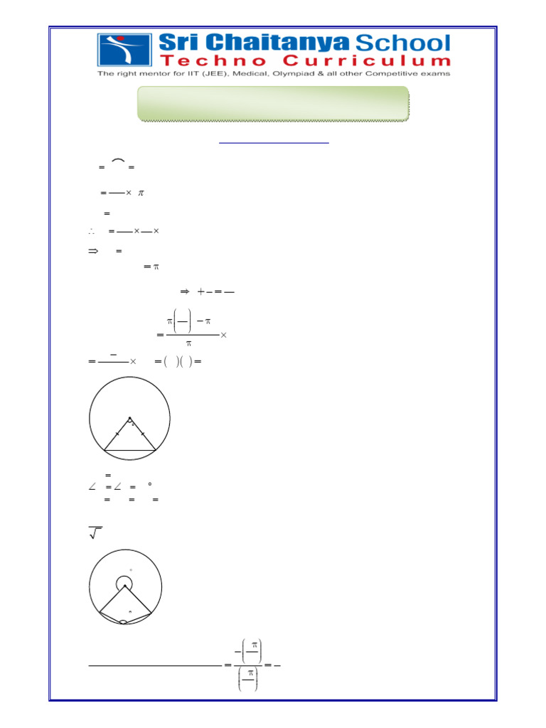 Work Sheet-8. Circles - Solution | PDF | Circle | Area
