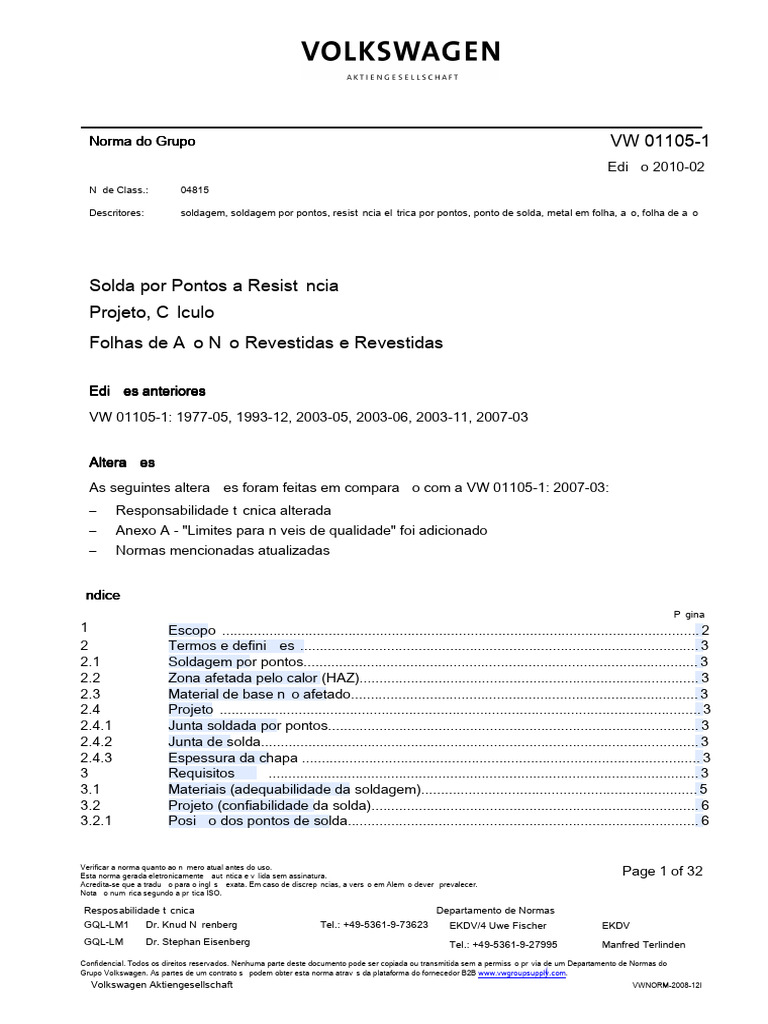 Norma Volkswagen-Vw 01105-1 | PDF | Aço