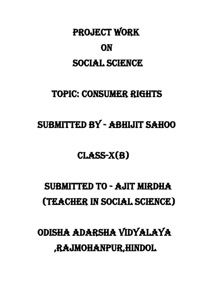 Consumer Rights Project Work | PDF