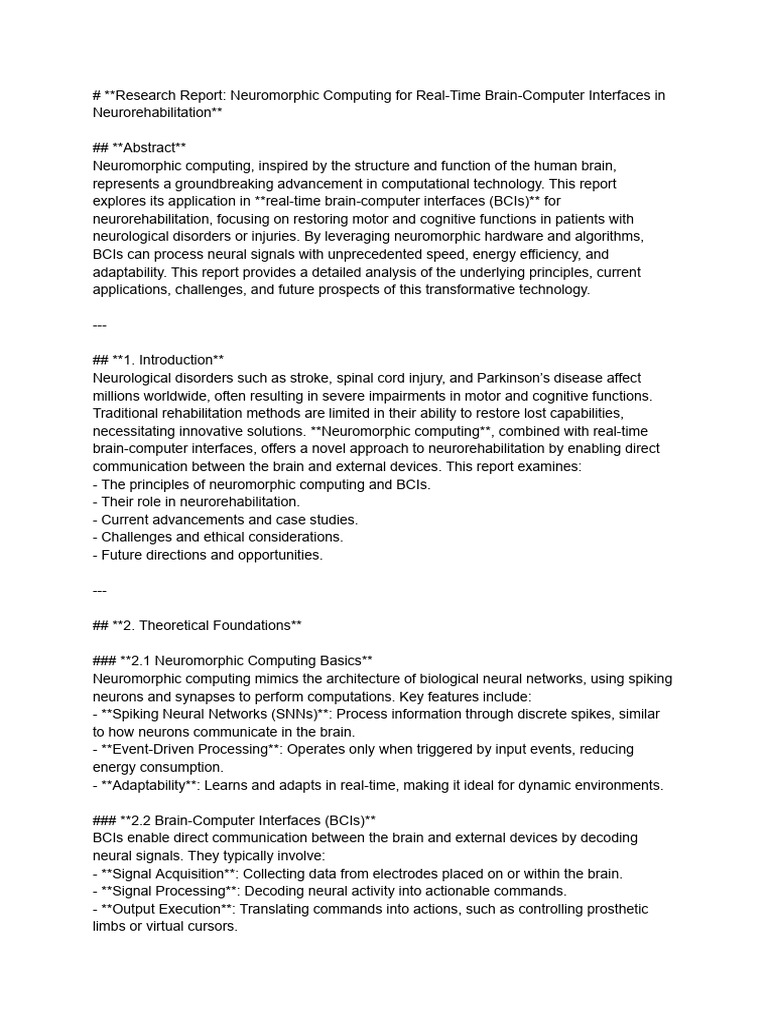 Neuromorphic BCIs in Neurorehabilitation | PDF | Neuroscience ...