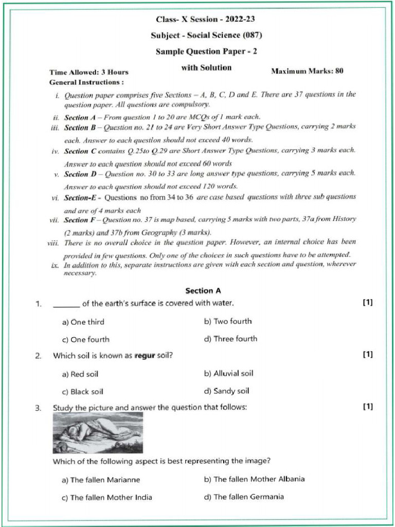 Social Science Samplepaper | PDF