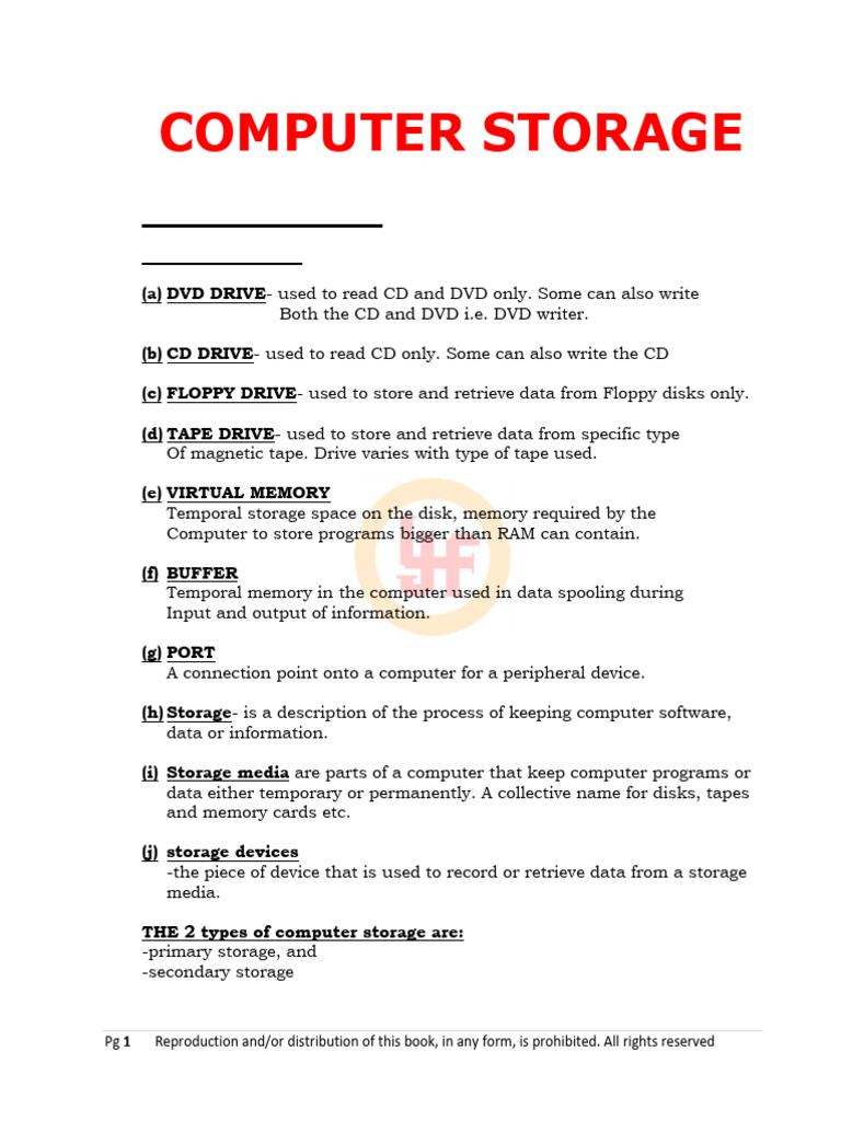 Computer storage.docx | PDF | Computer Data Storage | Read Only Memory