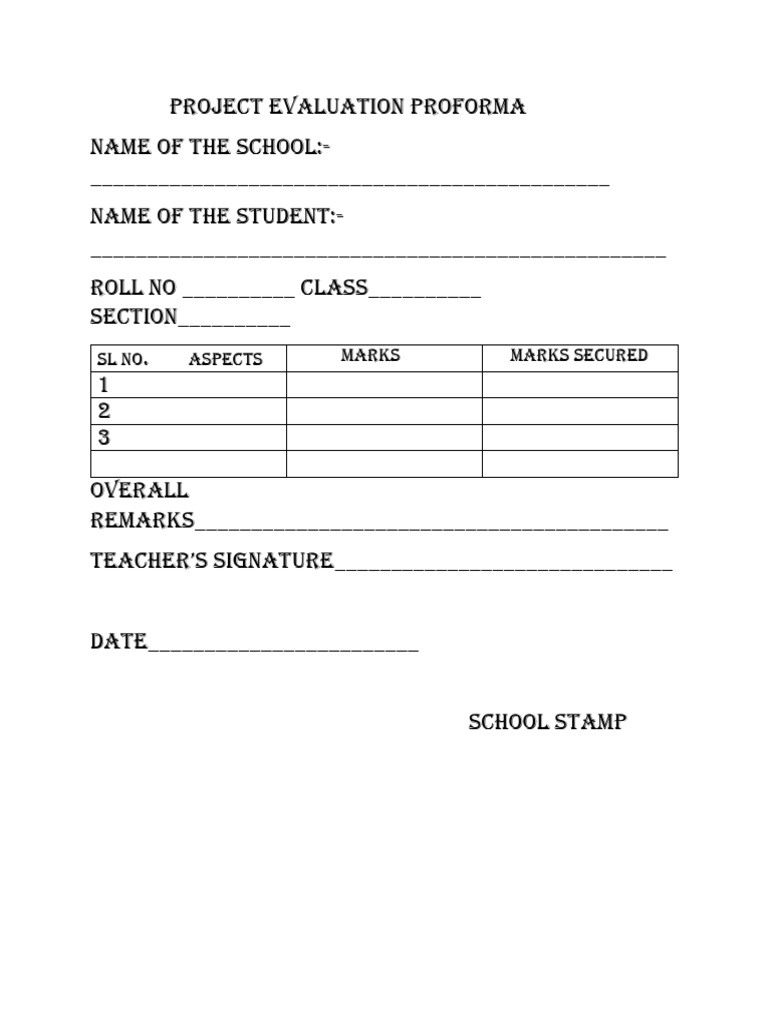Student Project Evaluation Form | PDF