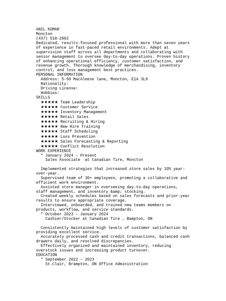 Anil Kumar - Resume | PDF