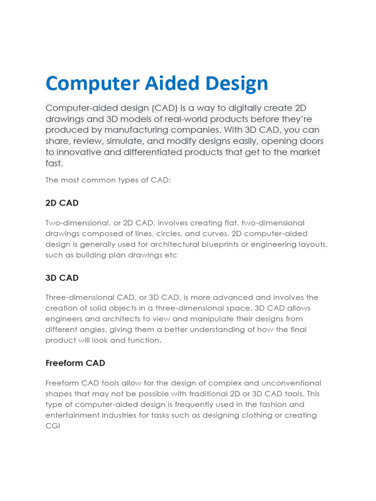 Computer Aided Design | PDF | Computer Aided Design | 3 D Computer Graphics
