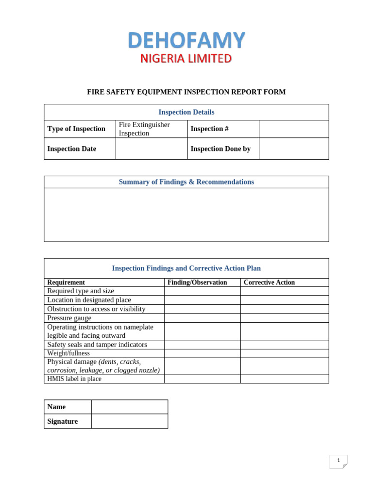 Fire Extinguisher Inspection | PDF
