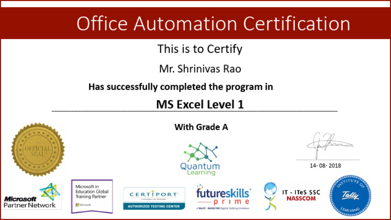 ms excel level-1 (1) | PDF ms excel level-1 (1) | PDF