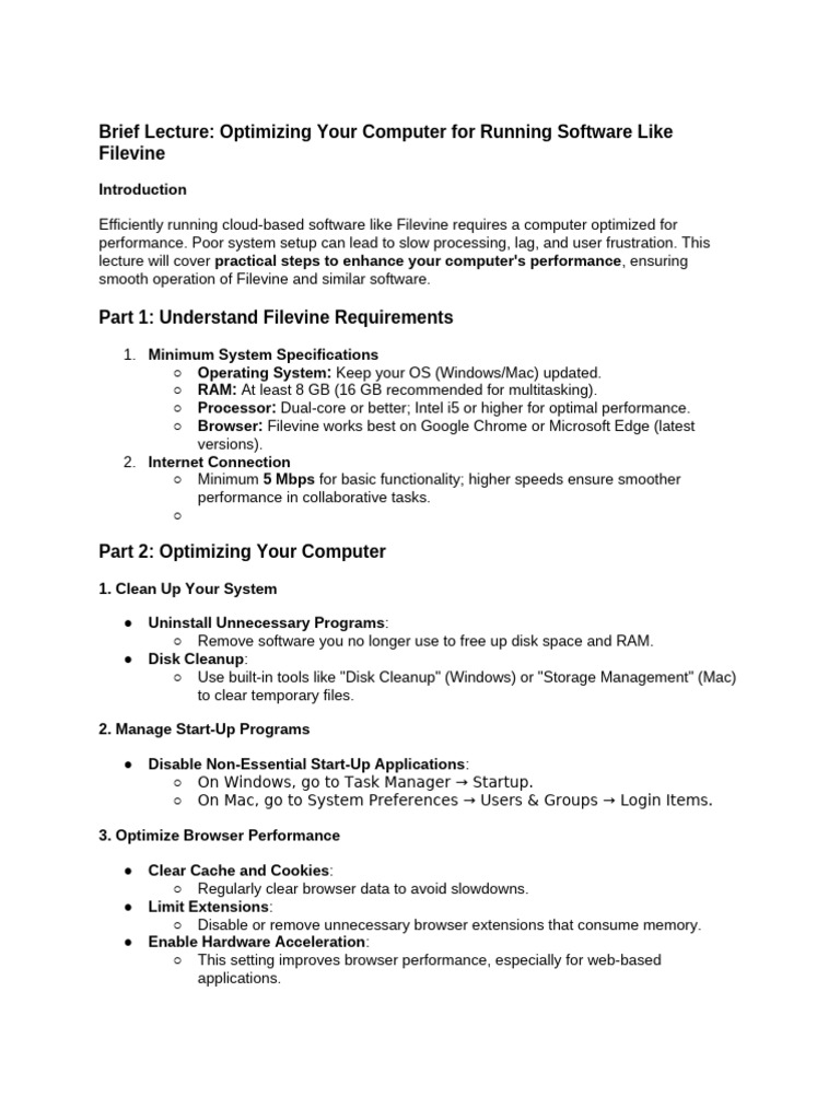 Brief Lecture - Optimizing Your Computer | PDF | Operating System | Microsoft Windows