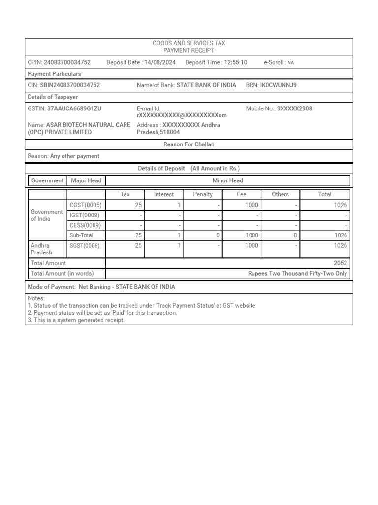 GST-Challan Receipt - MARCH | PDF