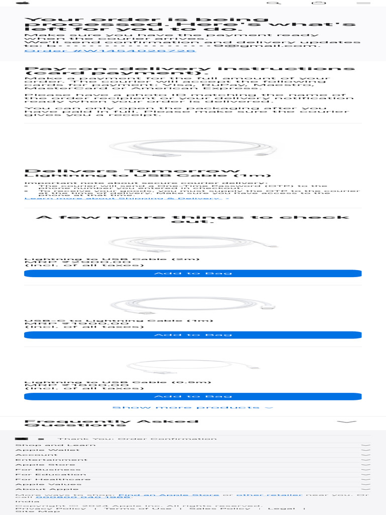 Thank You Order Confirmation - Apple (In) | PDF