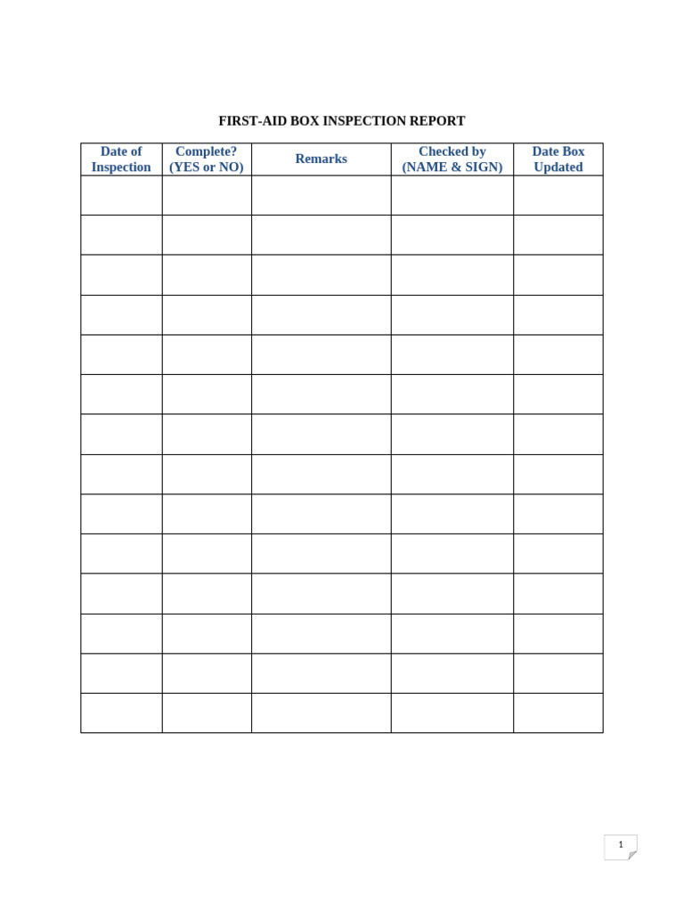 First Aid Box Checklist | PDF