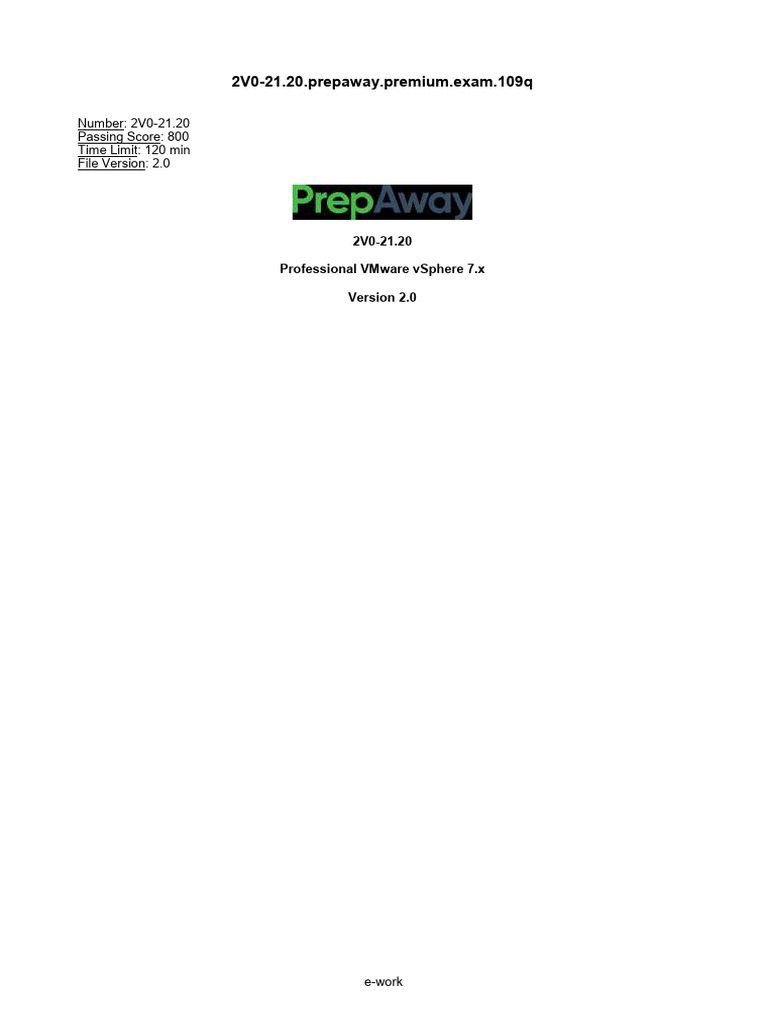 VMware vSphere 7.x Exam 2V0-21.20 Guide | PDF | Virtual Machine ...