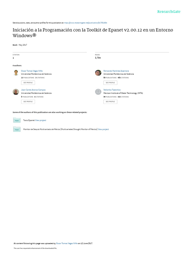 Iniciación A La Programación Con La Toolkit de Epanet v2.00.12 | PDF ...