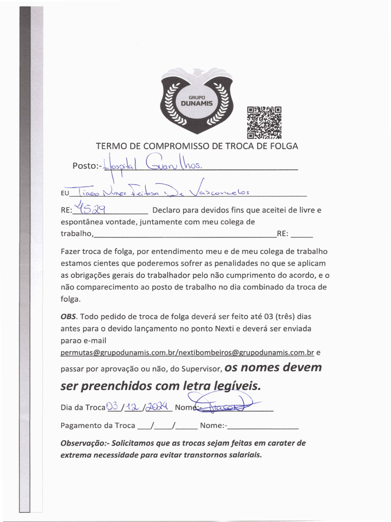 Termo de Compromisso de Troca | PDF