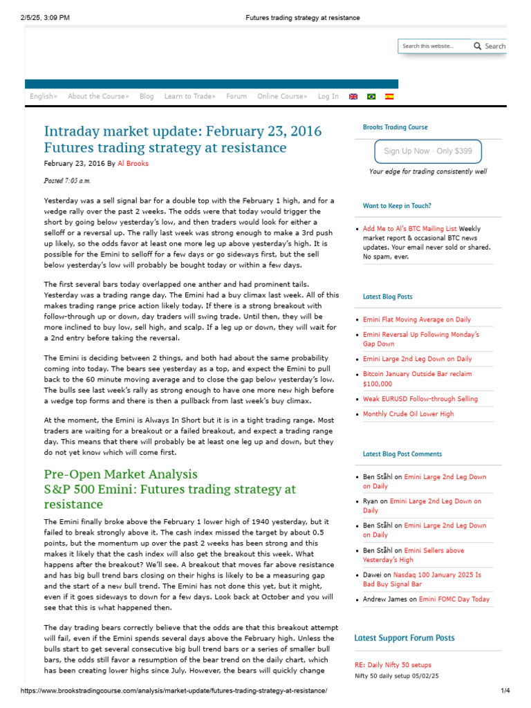 Futures trading strategy at resistance | PDF | Day Trading | Futures Contract