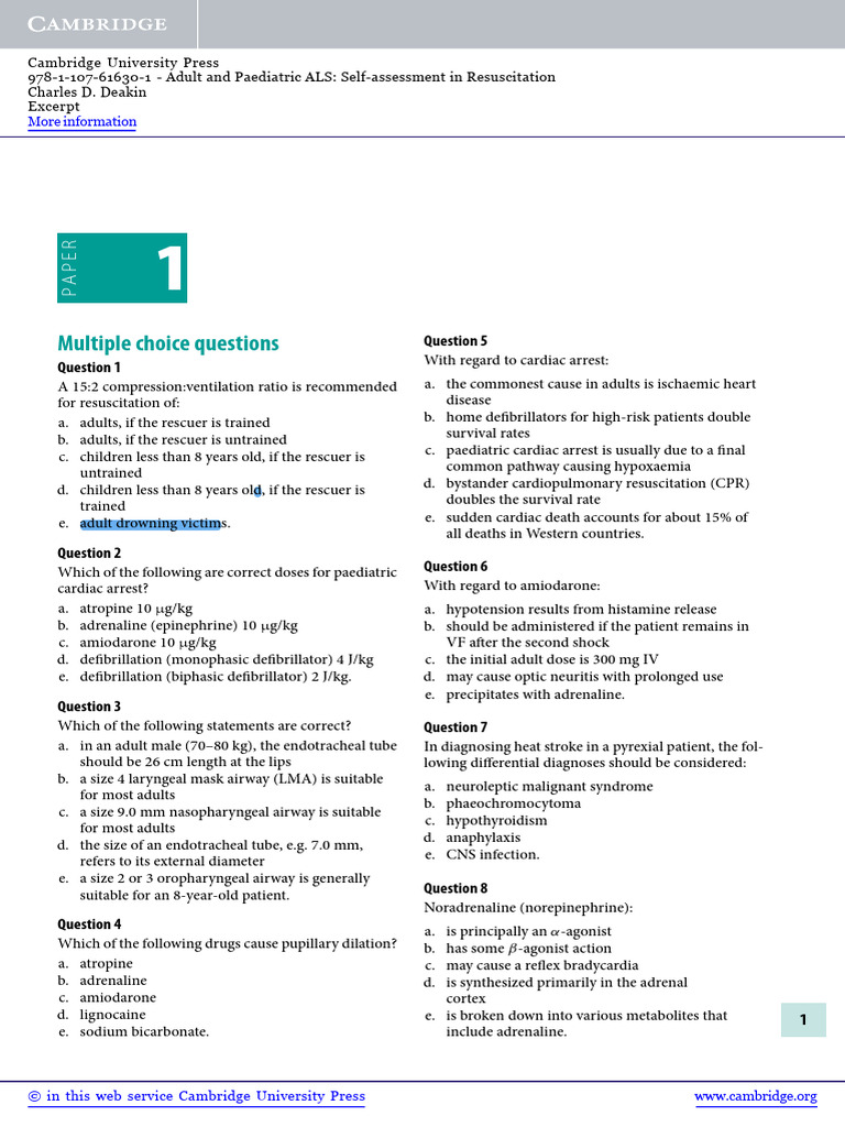 Als Manual With Excerpts | PDF | Cardiac Arrest | Cardiopulmonary ...